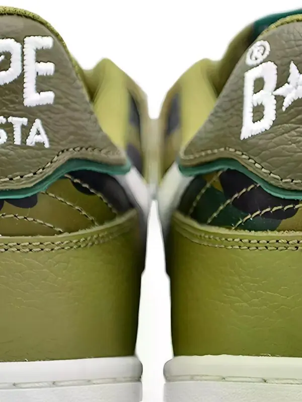A BATHING APE Sk8 Sta Olive Drab/ Camo Sneakers - Green
