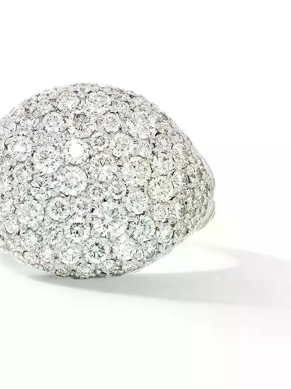 David Yurman 18kt White Gold Diamond Chevron Pinky Ring