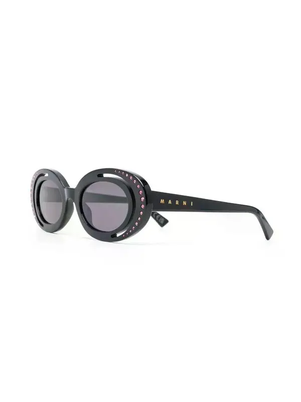 Marni Crystal-embellished Oval-frame Sunglasses