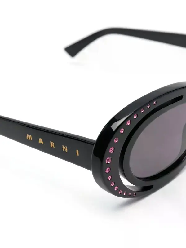 Marni Crystal-embellished Oval-frame Sunglasses