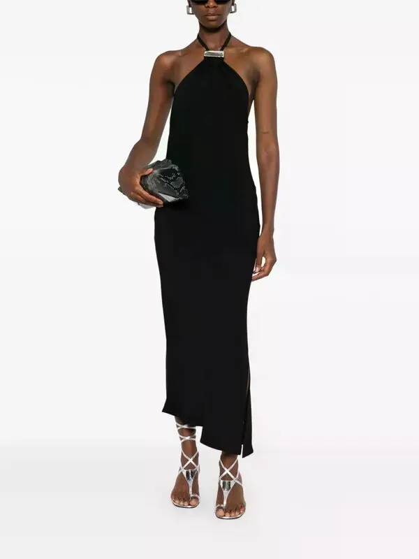 Attico Halterneck Low-back Midi Dress - Black