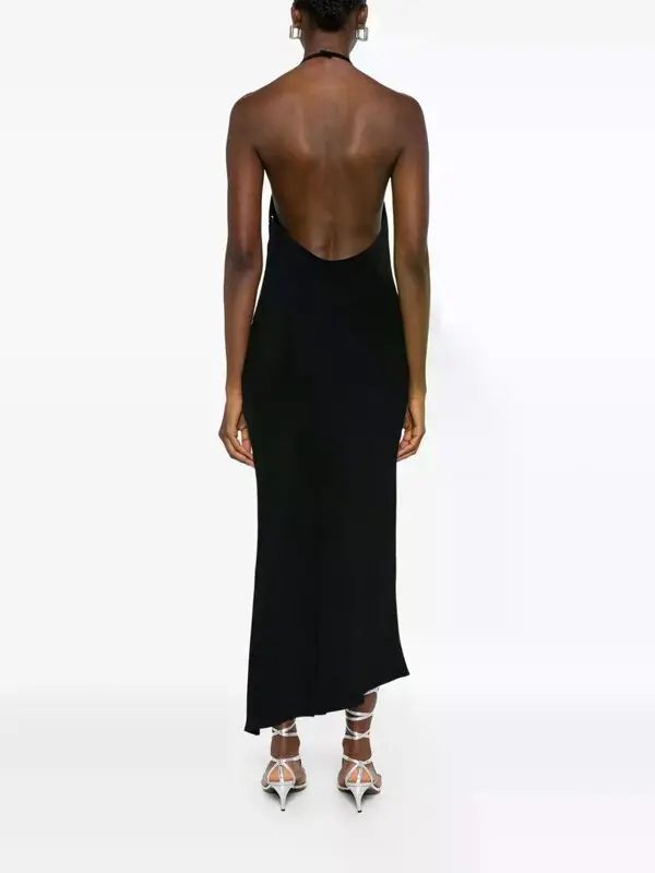 Attico Halterneck Low-back Midi Dress - Black