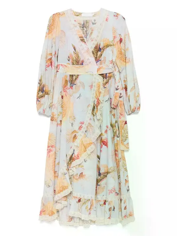 Zimmermann Ascension Frill Midi Dress - Blue