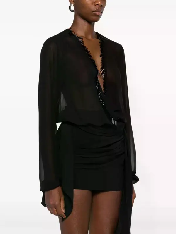 Attico V-neck Fringed Blouse