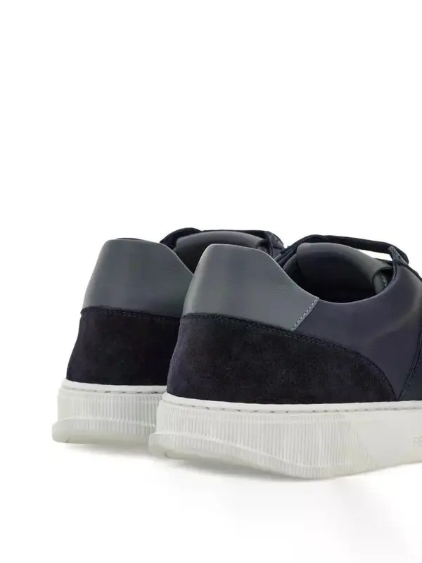 FERRAGAMO Leather And Suede Low-top Sneakers With Gancini Detail - Blue