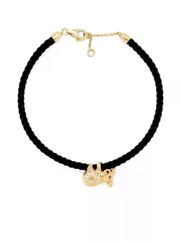 Yvonne Léon 9k Yellow Gold Koala Diamond Bracelet - Black