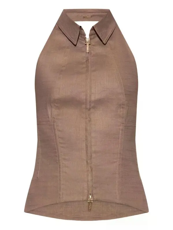 Cult Gaia Zip-up Halterneck Vest