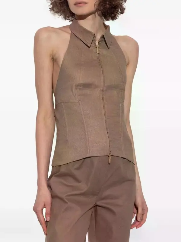 Cult Gaia Zip-up Halterneck Vest