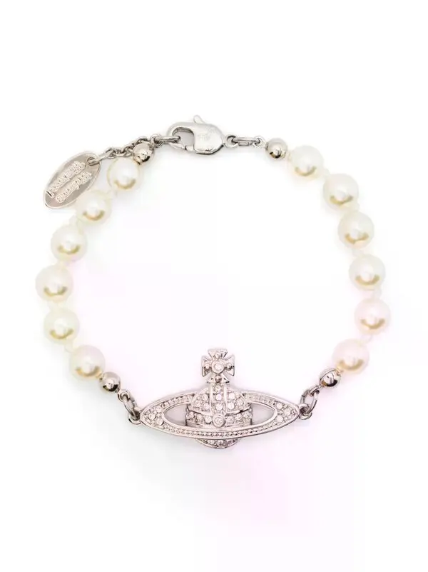 VIVIENNE WESTWOOD Mini Bas Relief Pearl Bracelet - Silver