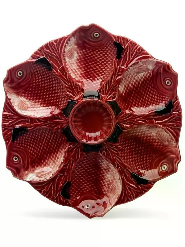 BORDALLO PINHEIRO Peixes Glazed Plate - Red