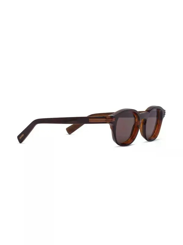 Zegna Marbled-pattern Round-frame Sunglasses