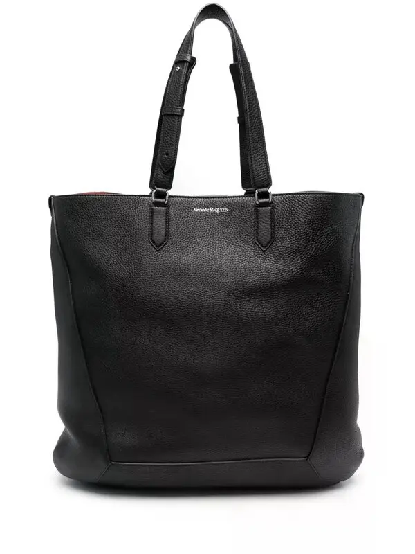 Alexander McQueen The Edge Leather Tote Bag - Black