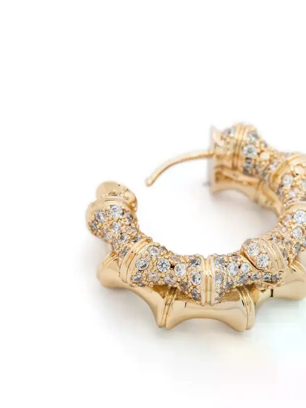 Eddie Borgo Double Pave Bambu Hoop Earrings - Gold