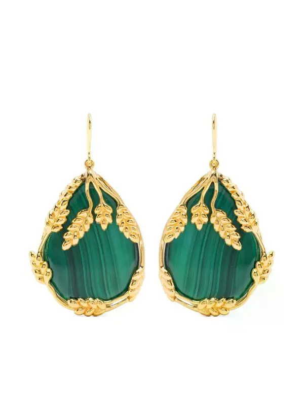 AURÉLIE BIDERMANN Francoise Malachite Pendant Earrings - Gold