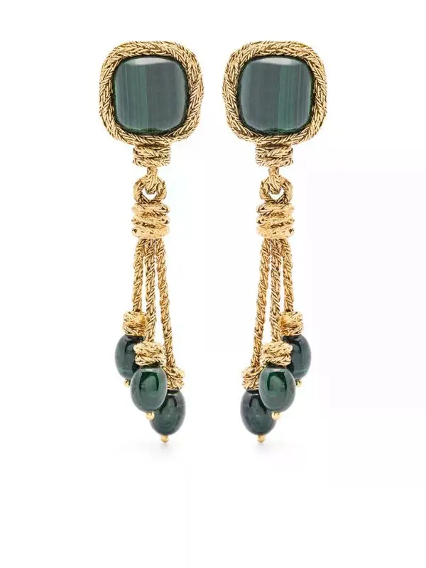 AURÉLIE BIDERMANN Miki Malachite Clip-on Earrings - Gold