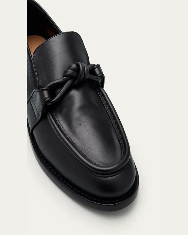Bottega Veneta Astaire Metal Knot Leather Loafers - Black