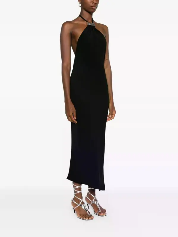 Attico Halterneck Low-back Midi Dress - Black