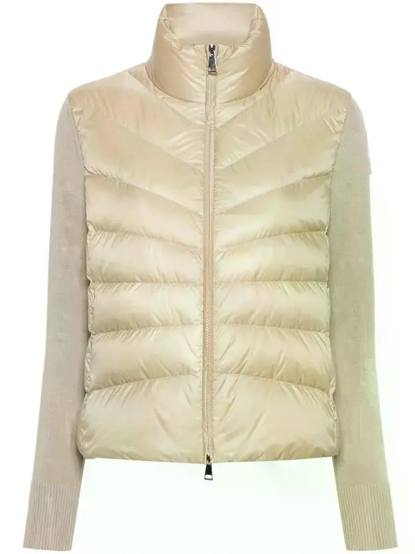 Moncler Knitted-sleeve Puffer Jacket - Neutrals