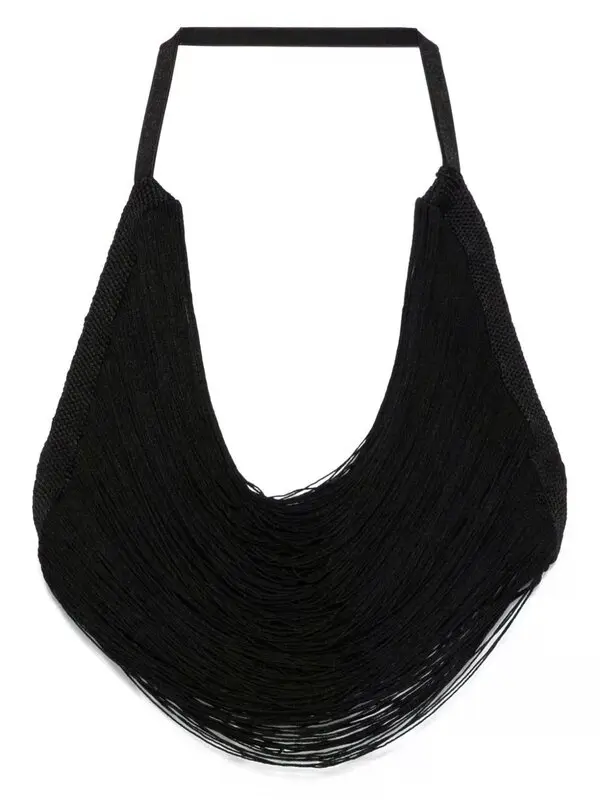 Attico Fringed Crop Top - Black