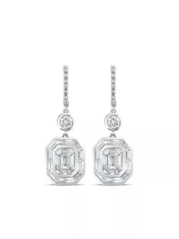 Shay 18ct White Gold Diamond Drop Earrings - Silver