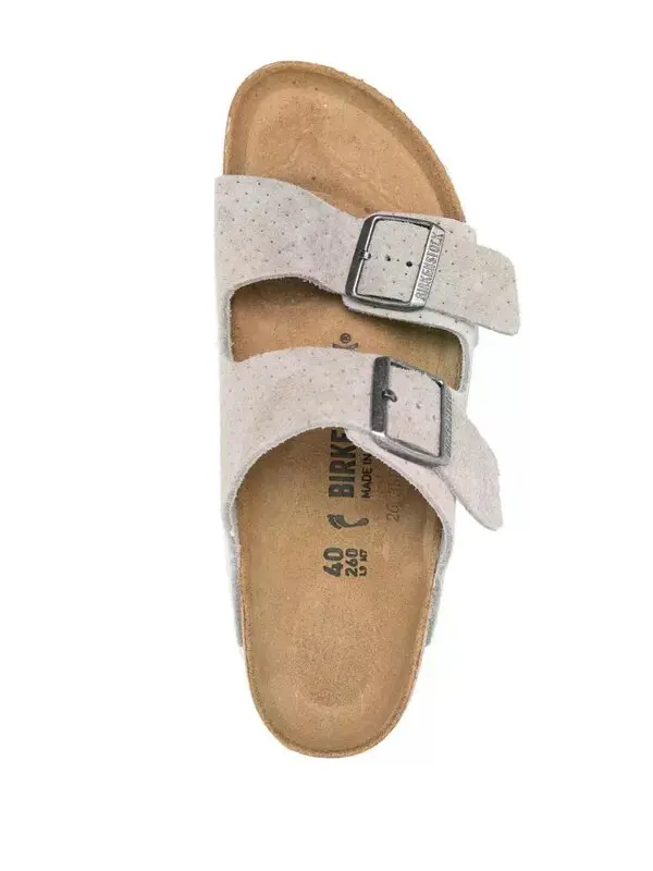 BIRKENSTOCK Arizona Perforated Suede Slides - Grey