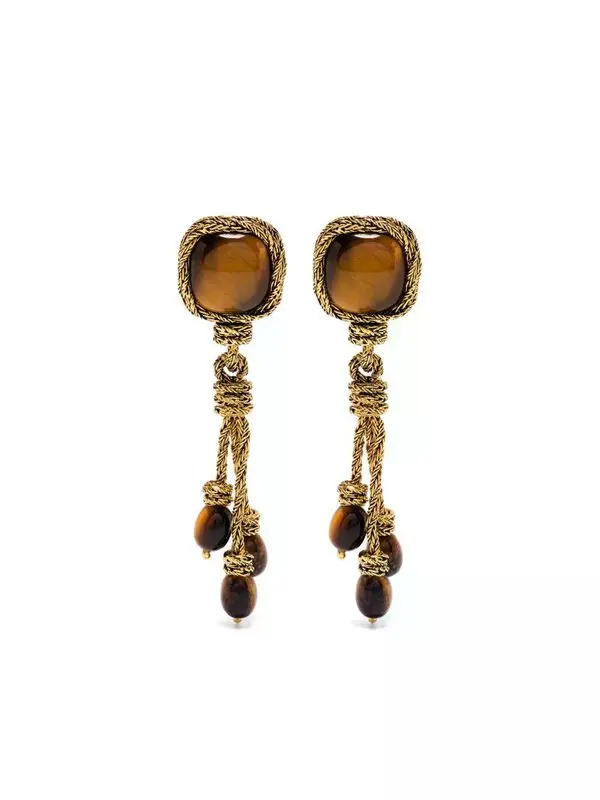 AURÉLIE BIDERMANN Miki Tiger Eye Clip-on Earrings - Gold