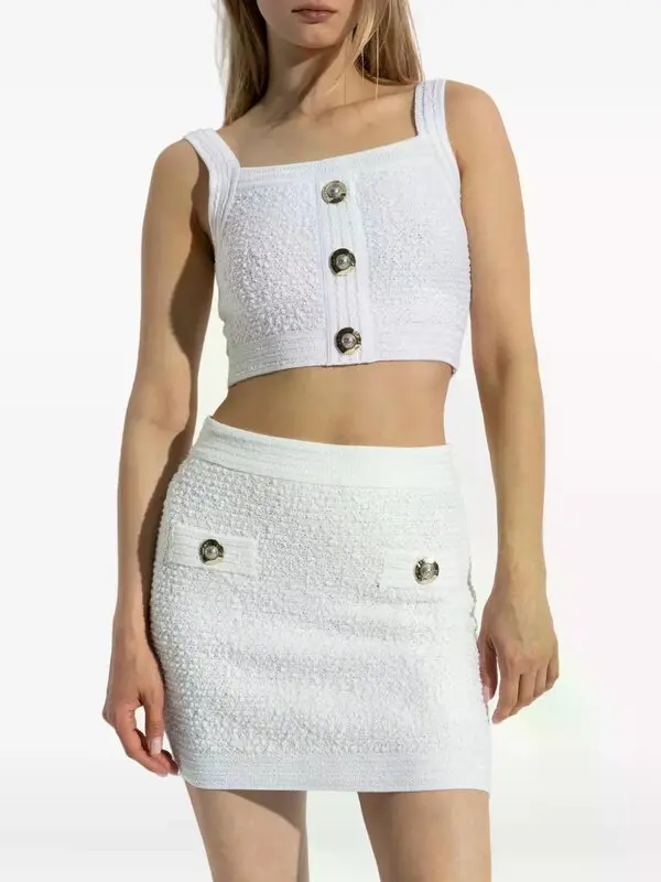 Balmain Button-embellished Cropped Top