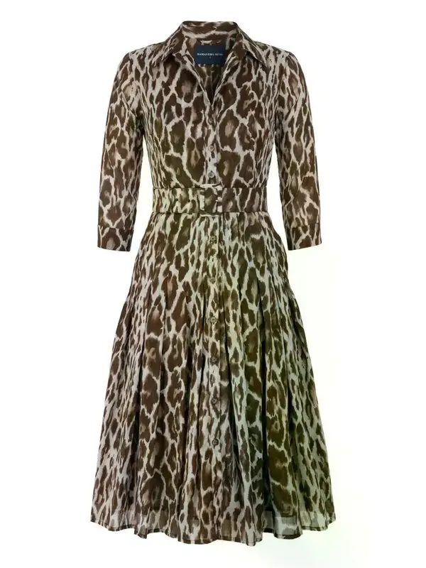 Samantha Sung Audrey Leopard-print Belted Dress - Brown