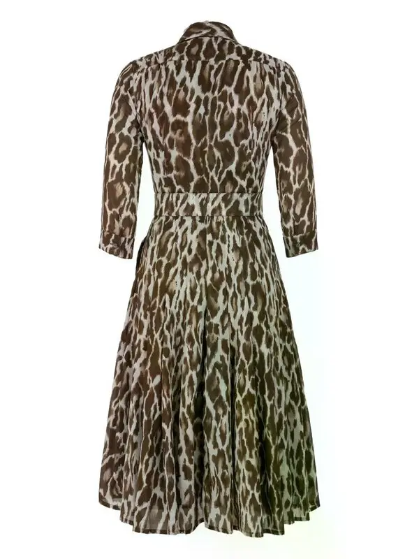 Samantha Sung Audrey Leopard-print Belted Dress - Brown