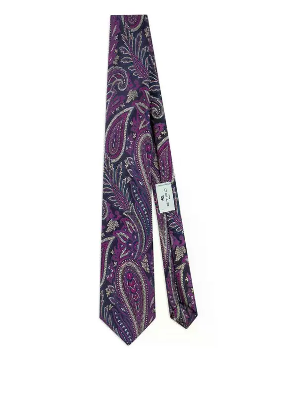 Etro Paisley-pattern Silk Neck Tie - Purple