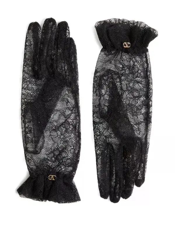 Valentino Garavani Lace Gloves - N06 Black/gold