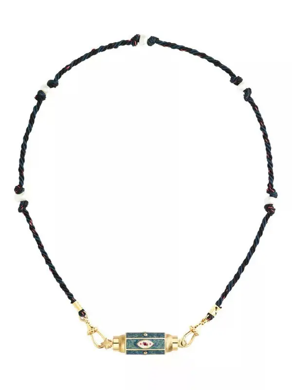 MARIE LICHTENBERG Beaded Necklace With Eye Motif - Black