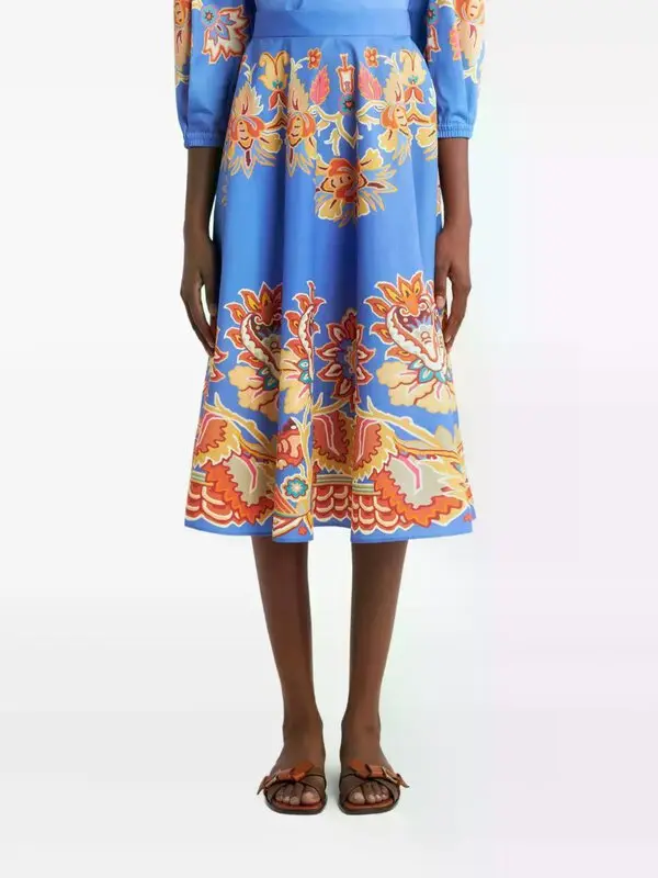 Etro Printed Poplin Midi Skirt