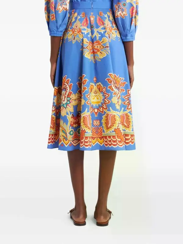 Etro Printed Poplin Midi Skirt
