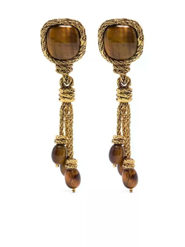 AURÉLIE BIDERMANN Miki Tiger Eye Earrings - Gold