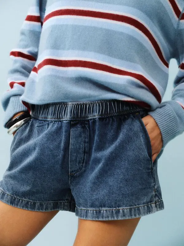 REFORMATION Theo Low Rise 2.5 Denim Shorts - Blue