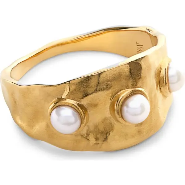 Monica Vinader Capri Triple Freshwater Pearl Ring - 18k Gold Vermeil / Pearl