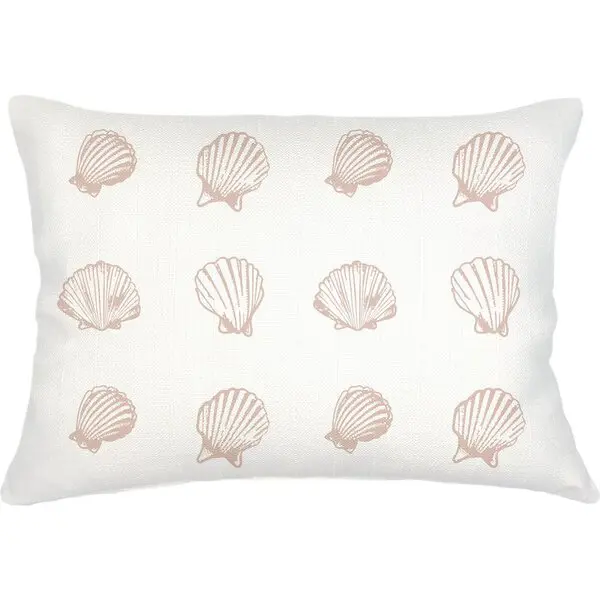 Anaya Saltwater Shell Printed Linen Pillow - Beige
