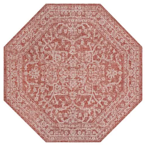 JONATHAN Y Malta Bohemian Medallion Textured Weave Octagon Indoor/outdoor Area Rug - Red/taupe