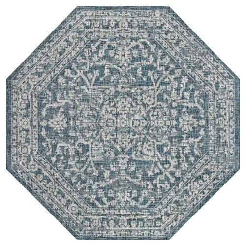 JONATHAN Y Malta Bohemian Medallion Textured Weave Octagon Indoor/outdoor Area Rug - Teal/gray