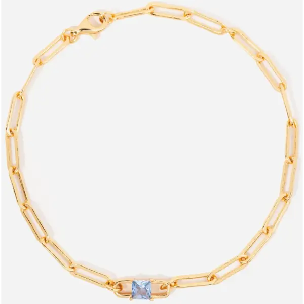 LITTLE SKY STONE Birthstone Paperclip Chain Bracelet - Aquamarine