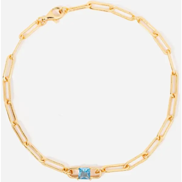 LITTLE SKY STONE Birthstone Paperclip Chain Bracelet - Blue Topaz