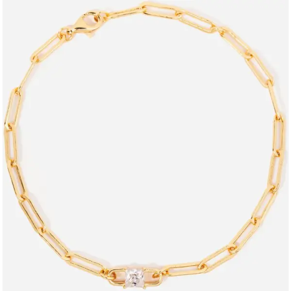 LITTLE SKY STONE Birthstone Paperclip Chain Bracelet - Moissanite