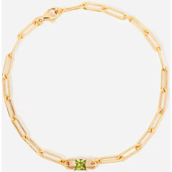 LITTLE SKY STONE Birthstone Paperclip Chain Bracelet - Peridot