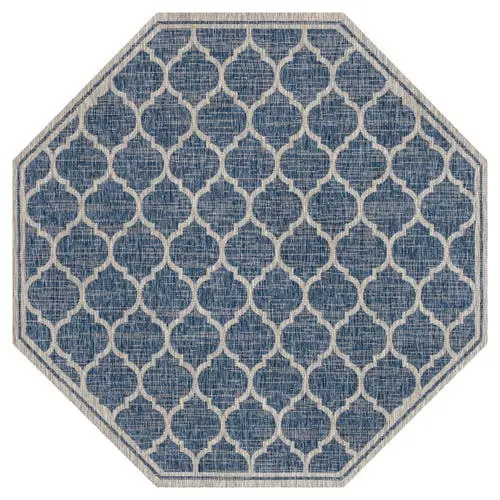 JONATHAN Y Trebol Moroccan Trellis Textured Weave Octagon Indoor/outdoor Area Rug - Navy/gray