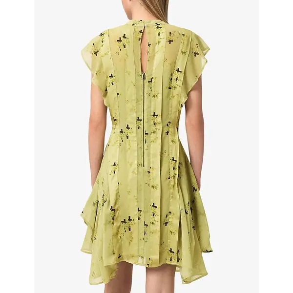 Allsaints Fleur Floral-Print Asymmetric-Hem Mini Dress - Empoli Yellow -  30% Off | Editorialist