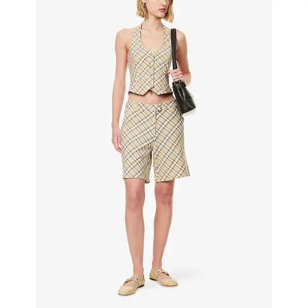 HOUSE OF SUNNY Check-print Stretch-woven Shorts