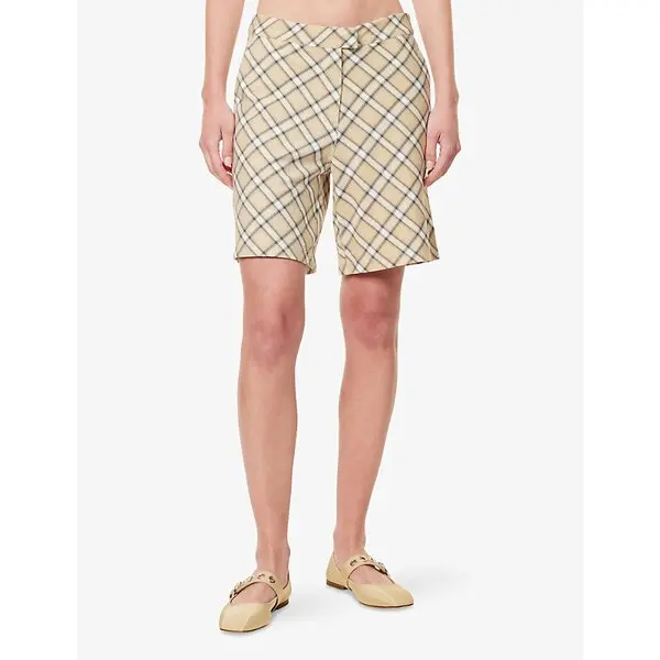 HOUSE OF SUNNY Check-print Stretch-woven Shorts
