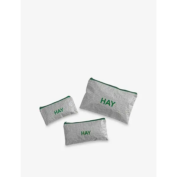 HAY Candy Mono Plastic Wash Bags Set Of Three - Grey