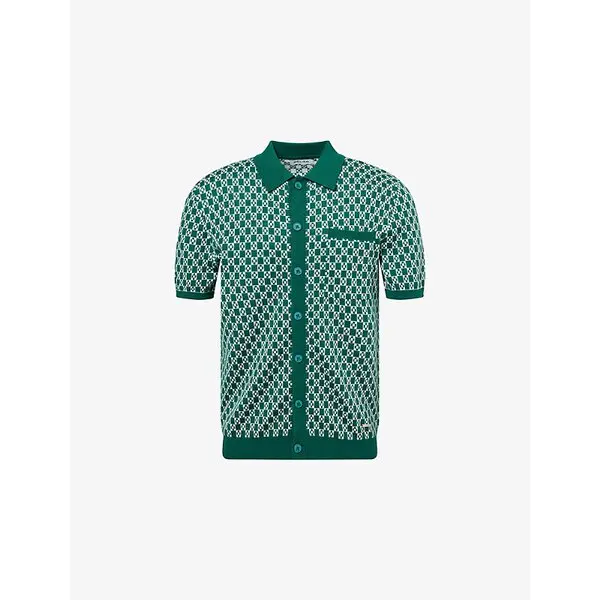 BELIER Block-print Short-sleeve Merino-wool Shirt - Green